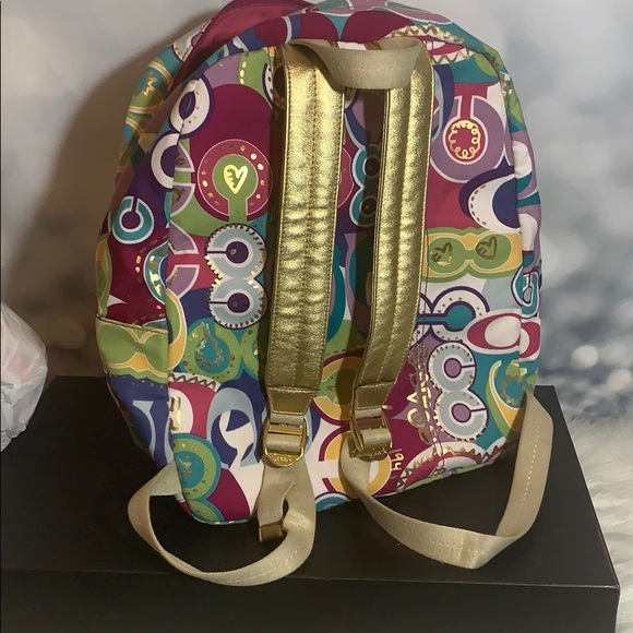 Coach | Bags | Coach Poppy Backpack Bag Poppy Gold Pink | Poshmark